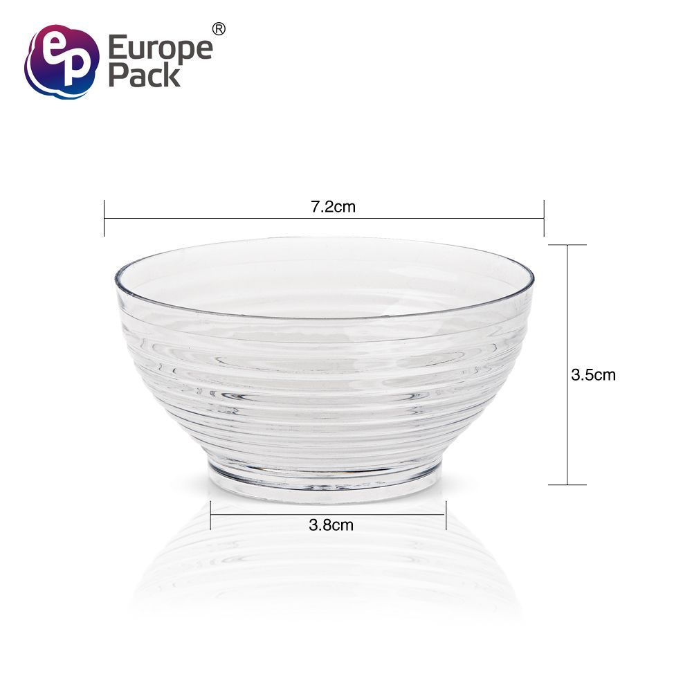 OEM Round shape Transparent dessert cup bowl with stripe texture design ...